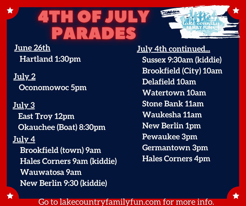 Local 4th of July Event Guide • Lake Country Family Fun